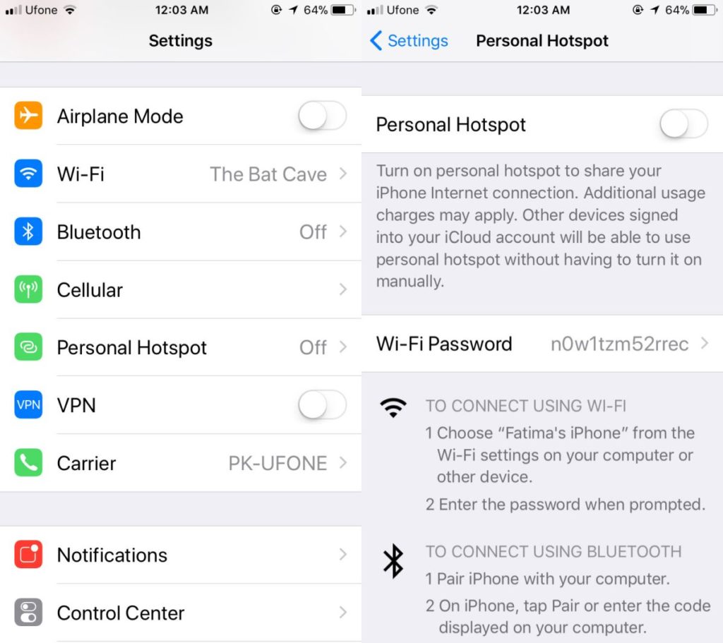 How To Change The iPhone Hotspot Password