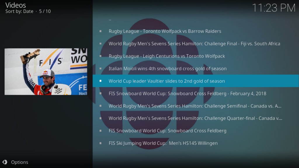 Watching CBC Sports on Kodi -- For The Best In Canadian Sports