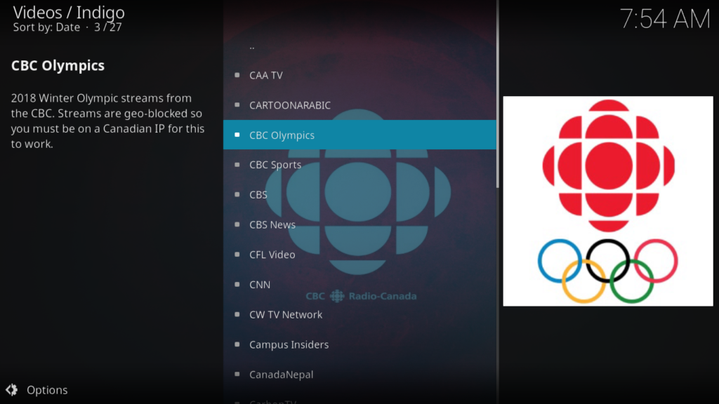 Watching CBC Sports on Kodi -- For The Best In Canadian Sports