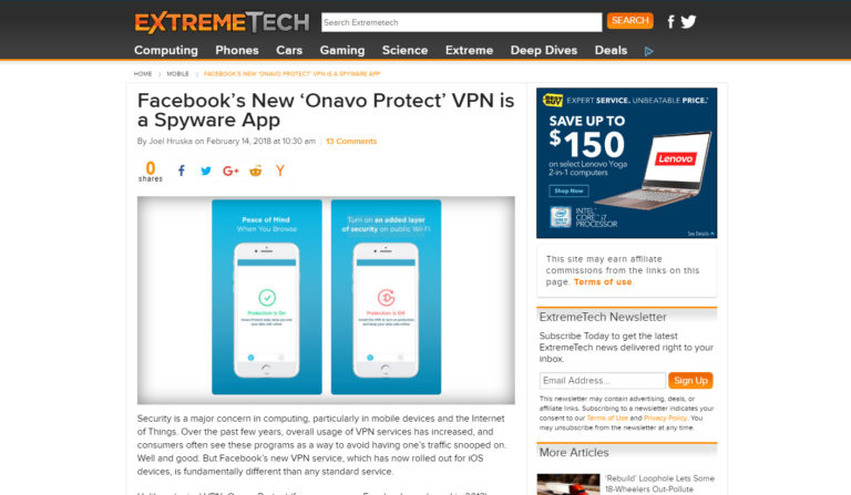 Onavo Protect From Facebook IS NOT a VPN And You Shouldn't Use It