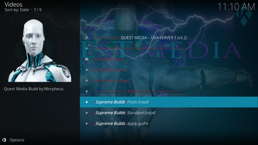 Quest Media Build For Kodi -- Installation And Quick Tour