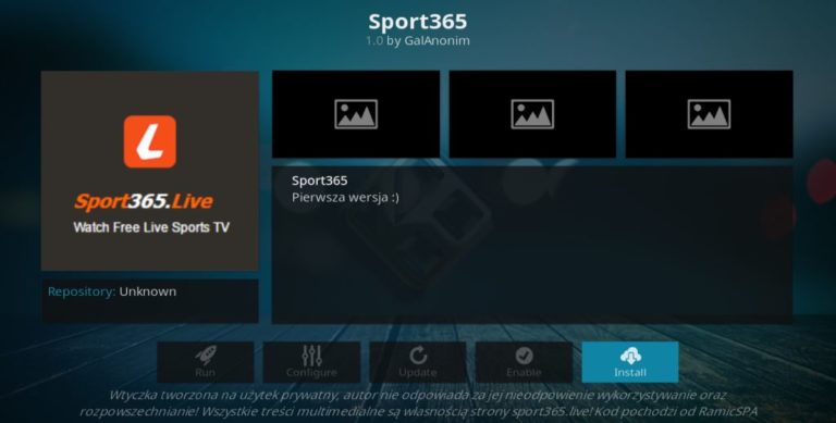 Sport365 Kodi Addon: Live Sports Streams