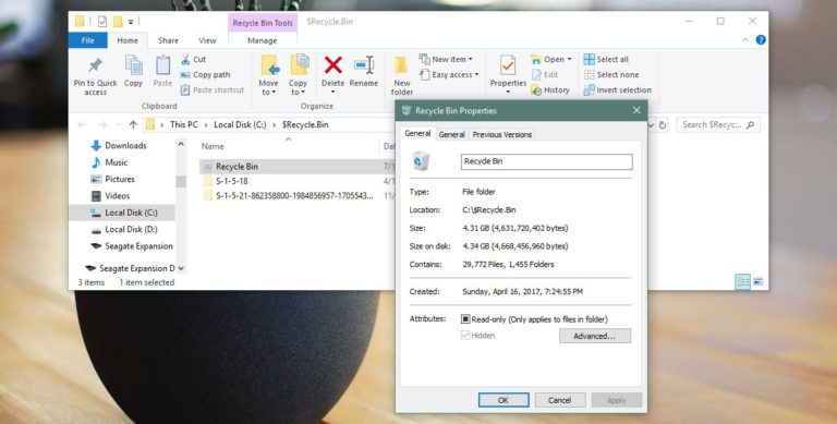 how-to-view-recycle-bin-content-size-on-windows-10