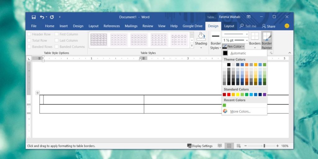 How To Use A Custom Color For Table Borders In Microsoft Word
