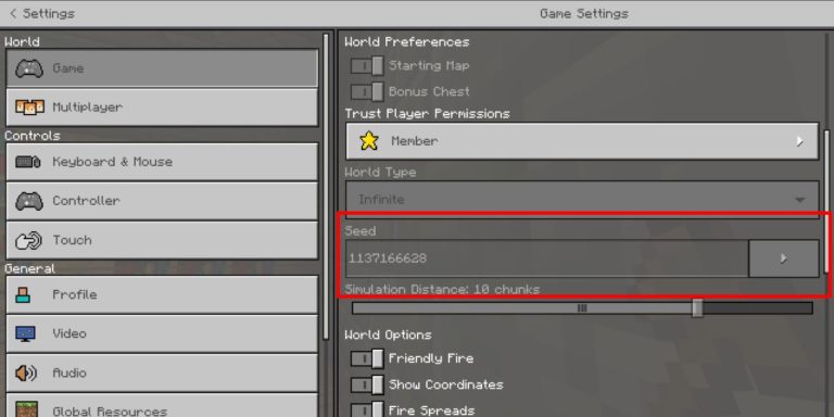 How To Find The Seed Value For A Minecraft World On Windows 10