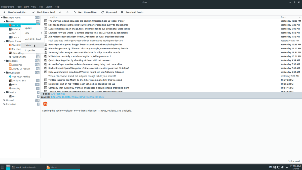 How To Use The Liferea Rss Reader On Linux