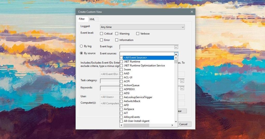 How to create custom views in Event Viewer on Windows 10