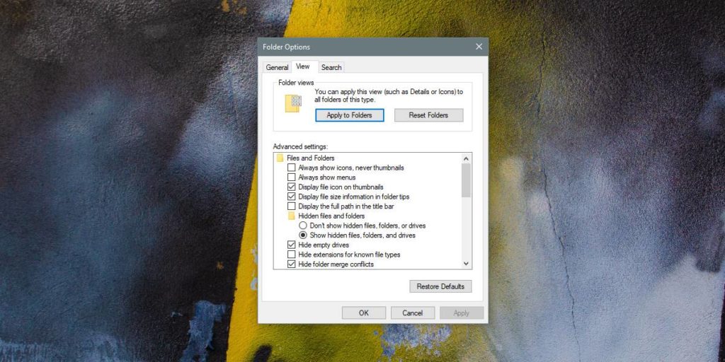 How to set the default folder layout in File Explorer on Windows 10
