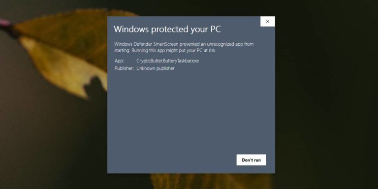 How to fix no Run Anyway option on SmartScreen on Windows 10