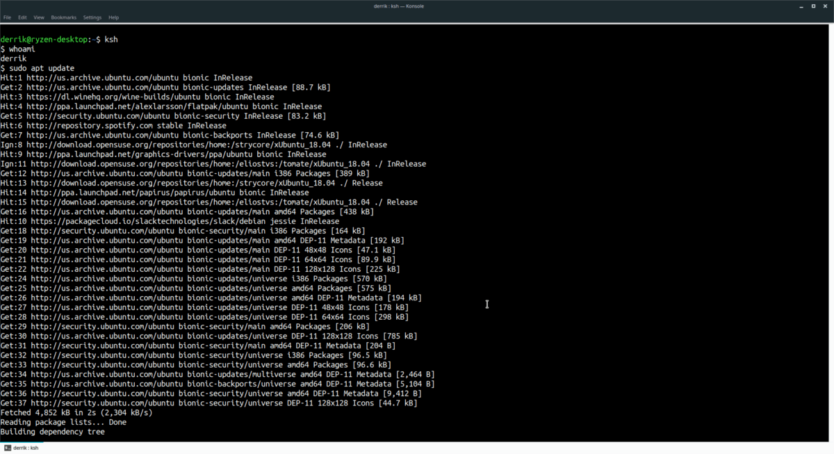 How to switch from Bash to Korn Shell on Linux