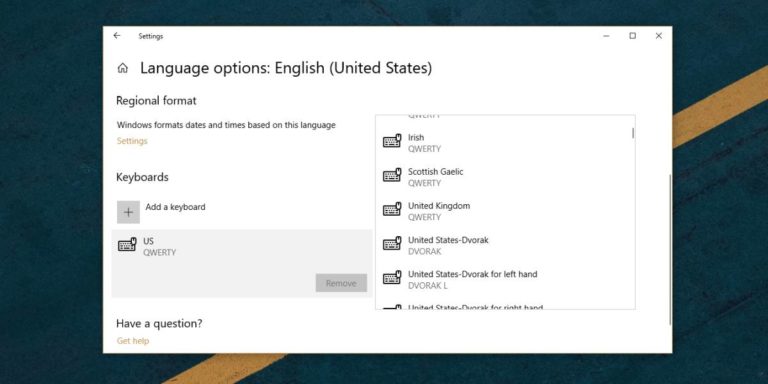 How to switch from QWERTY to DVORAK keyboard on Windows 10