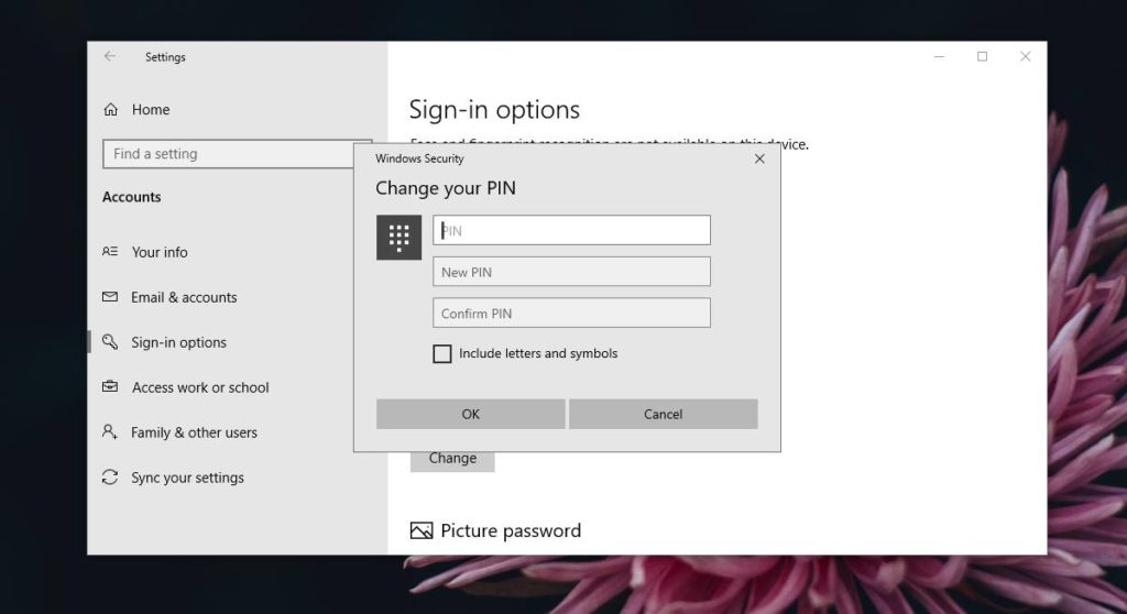 How to set an alphanumeric PIN on Windows 10