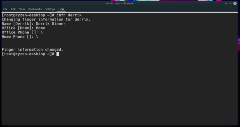 How to change user information on Linux