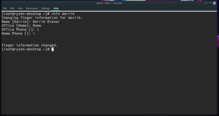 How to change user information on Linux