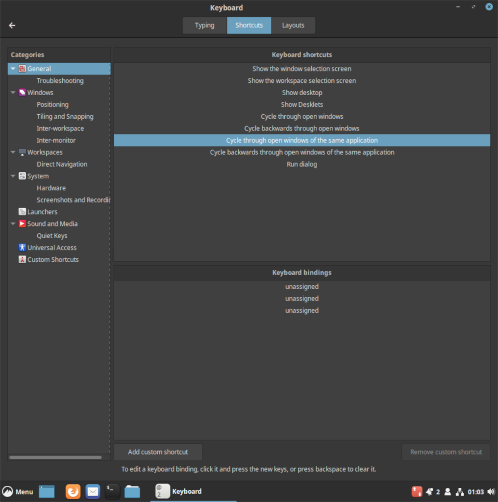 How to customize keyboard shortcuts on Cinnamon