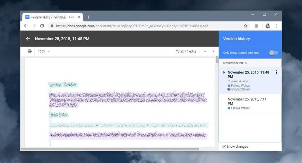How to view recent file versions on Google Docs