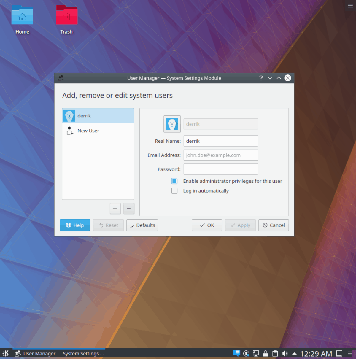 How to change user information on Linux