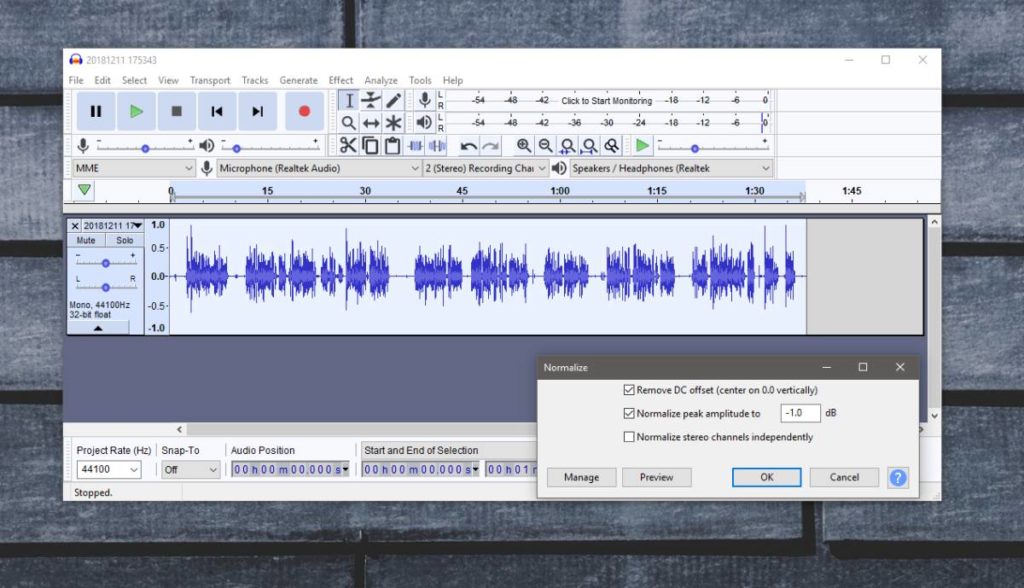 How to normalize audio in a file on Windows 10