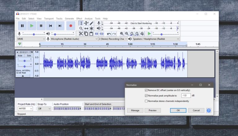 How to normalize audio in a file on Windows 10