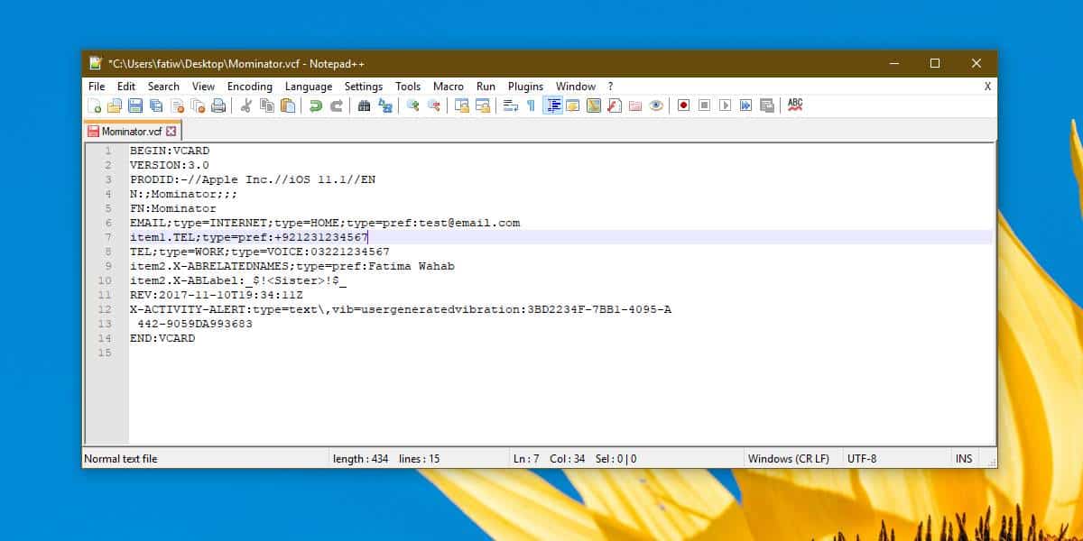 How to edit a VCF file on Windows 10