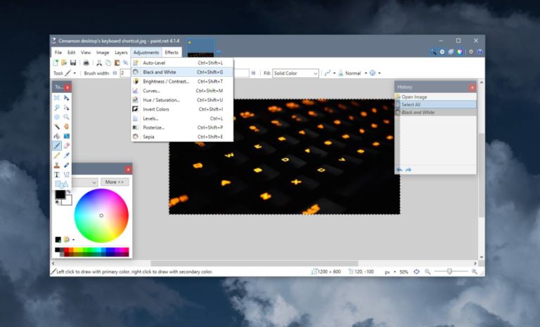 How to convert an image to grayscale on Windows 10