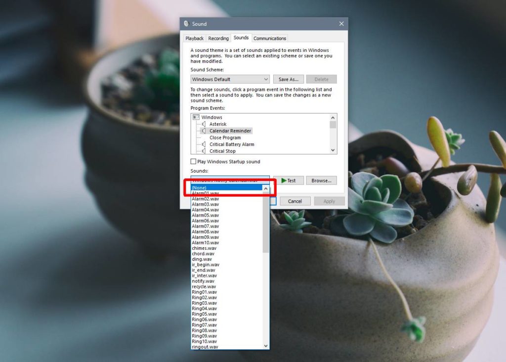 How to silence a system sound on Windows 10