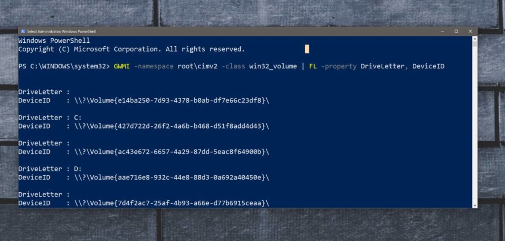 How to find the disk and volume GUID on Windows 10