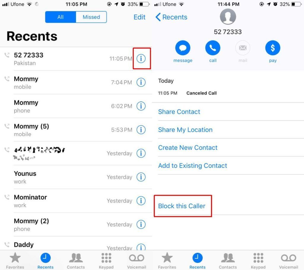 How to block an SMS with a name but no number on iOS