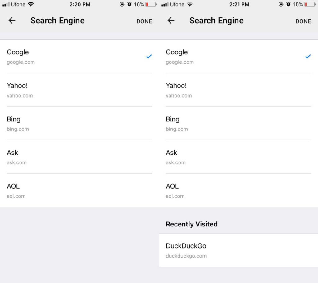 How to add a search engine in Chrome for iOS