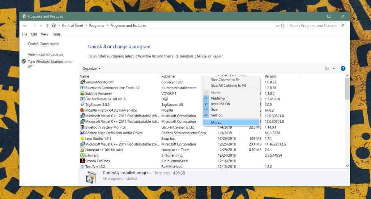 How to find the app directory from the Control Panel on Windows 10