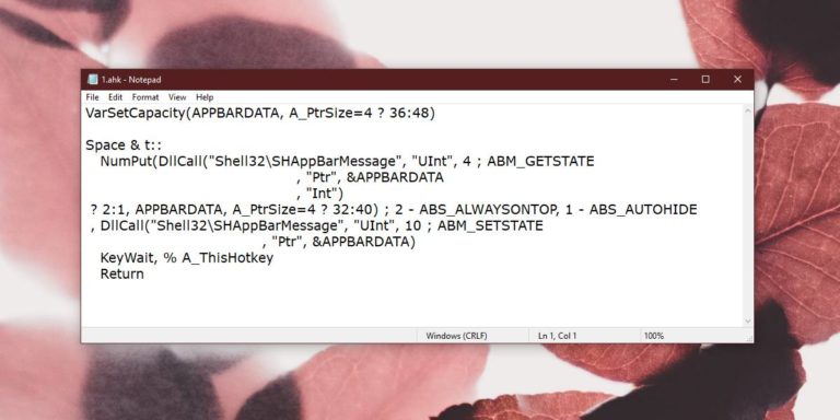 How to toggle the Taskbar with a keyboard shortcut on Windows 10