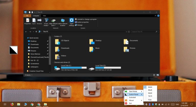 How to change the theme from the system tray on Windows 10