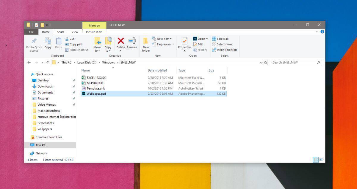 How to add Photoshop to the New Context Menu option on Windows 10
