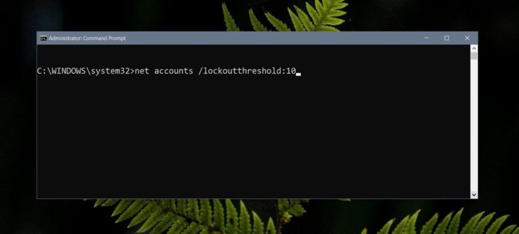 How to set Account lockout threshold on Windows 10 for local accounts