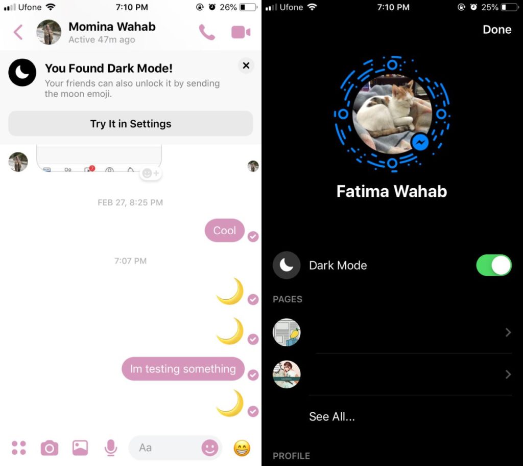 How to enable Facebook Messenger dark mode