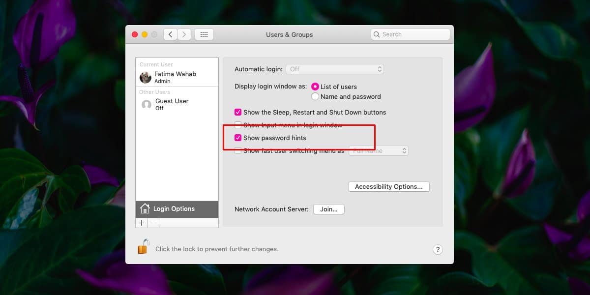 How to enable password hints on macOS