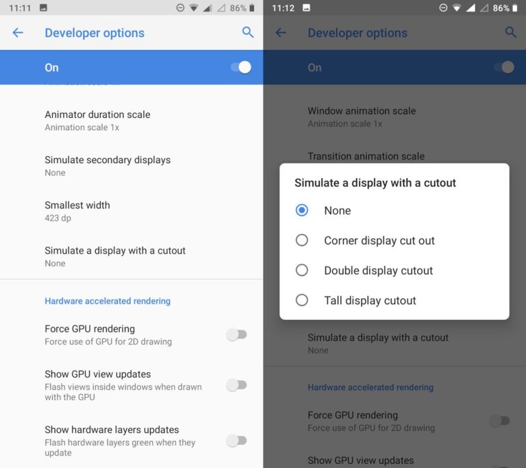 How to simulate a notch on an Android phone