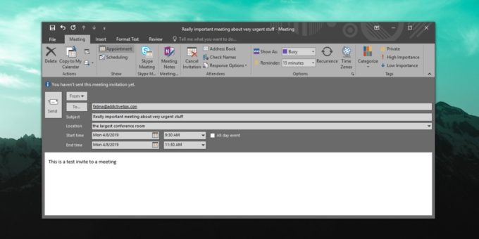How to send meeting invitations in Outlook 2016