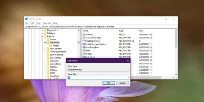 How to disable a Win key shortcut on Windows 10