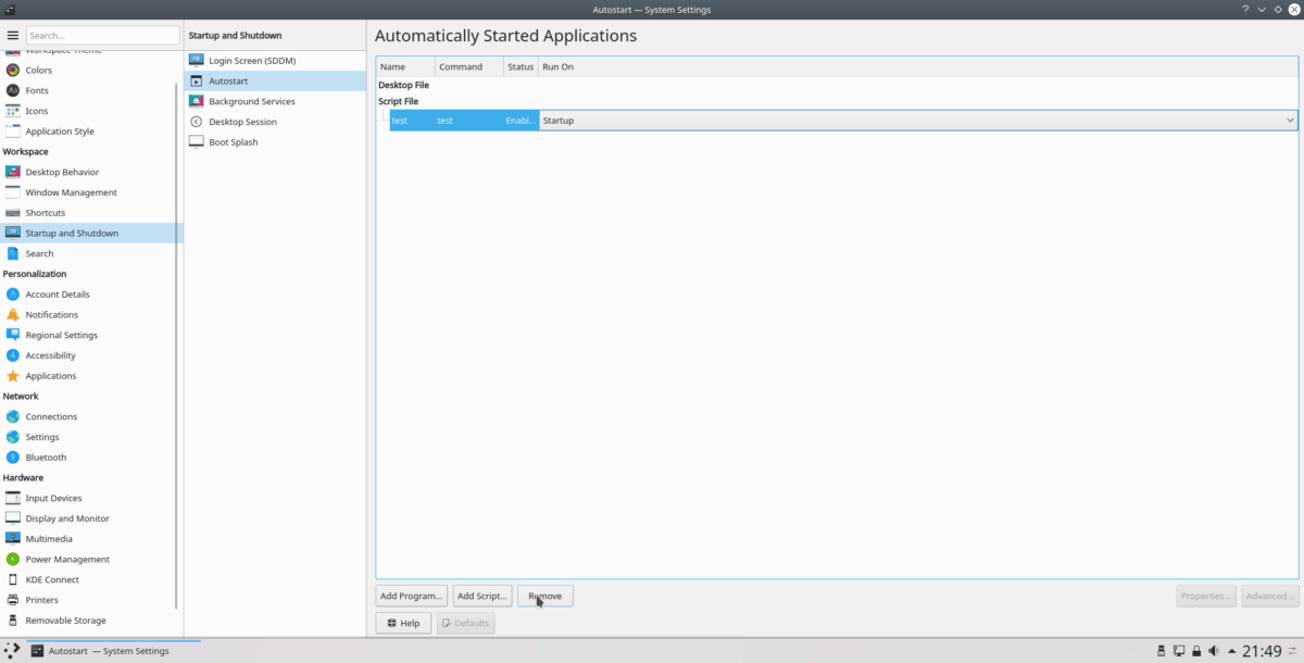 How to autostart programs on KDE Plasma 5
