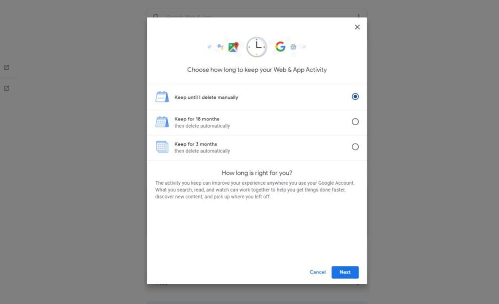 How to automatically delete Google account data