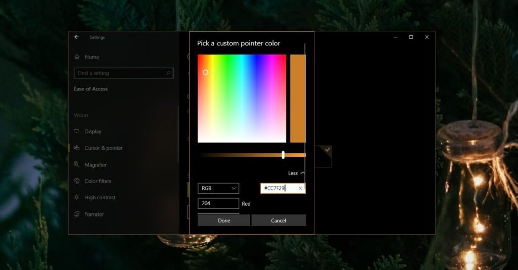 How to set accent color to cursor color on Windows 10