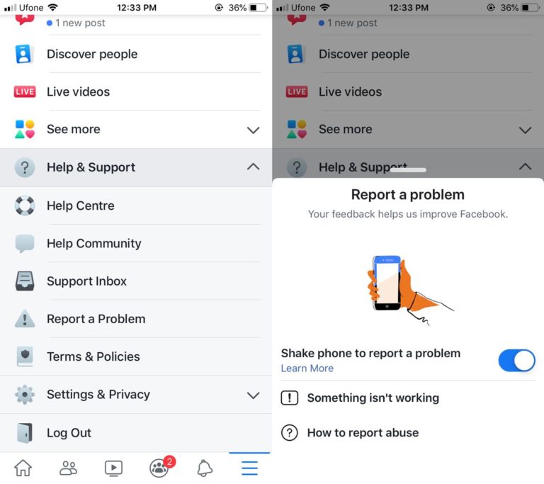 How to disable shake to report problem in Facebook apps