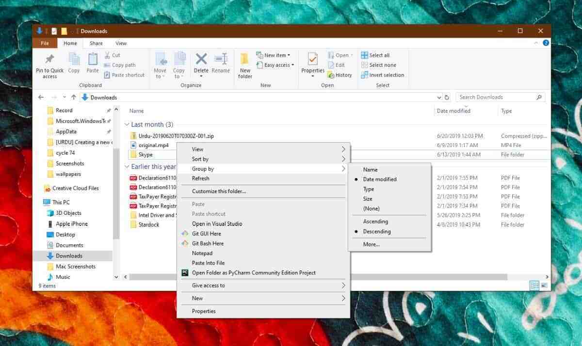 How to fix the Downloads folder layout on Windows 10 1903