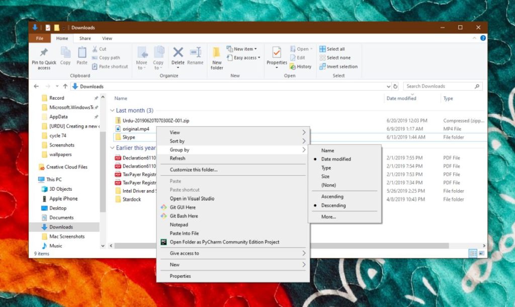 How to fix the Downloads folder layout on Windows 10 1903