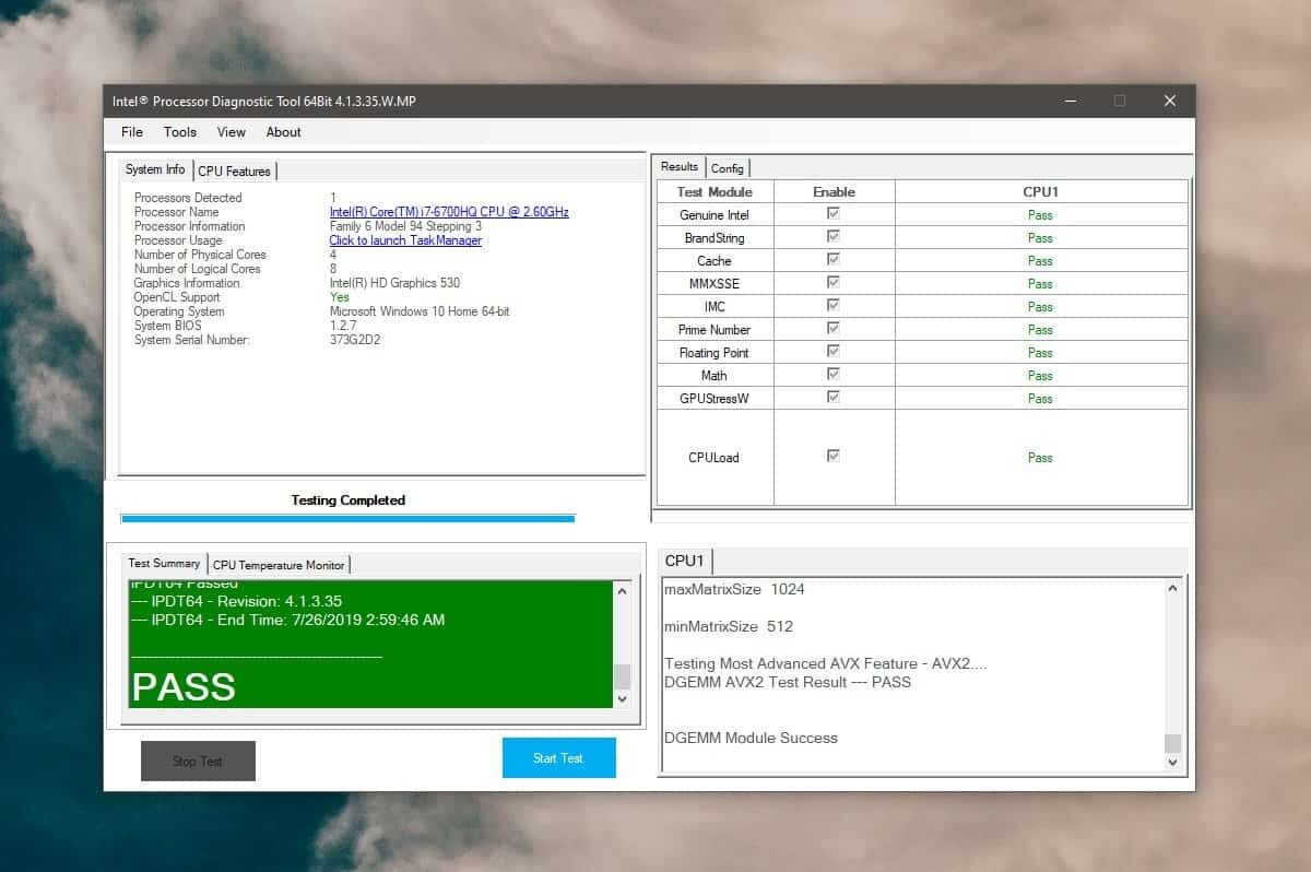 How to check an Intel CPU's Health on Windows 10
