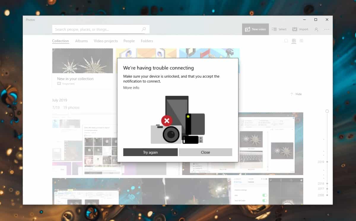How to fix 'Trouble connecting' when importing in Photos app on Windows 10 How to fix 'Trouble connecting' when importing in Photos app on Windows 10