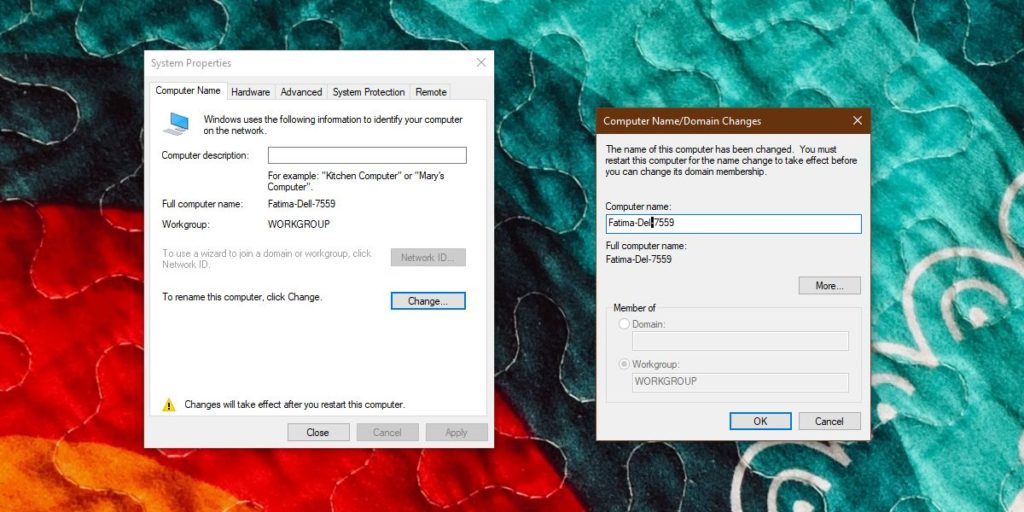 How to change a Windows 10 PC network name