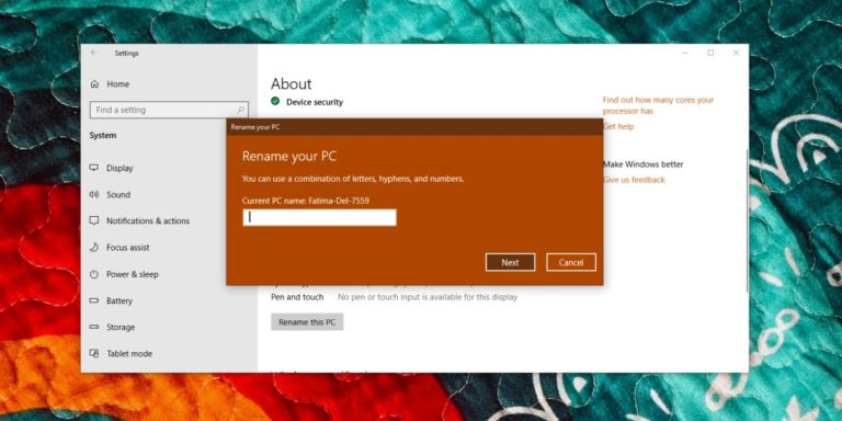 How to change a Windows 10 PC network name