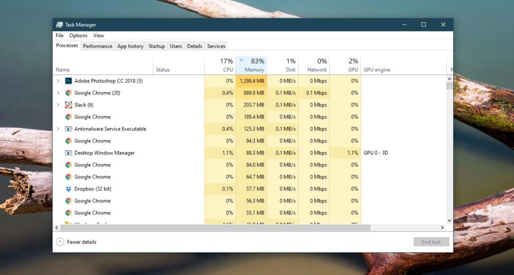 How to find apps using most RAM on Windows 10